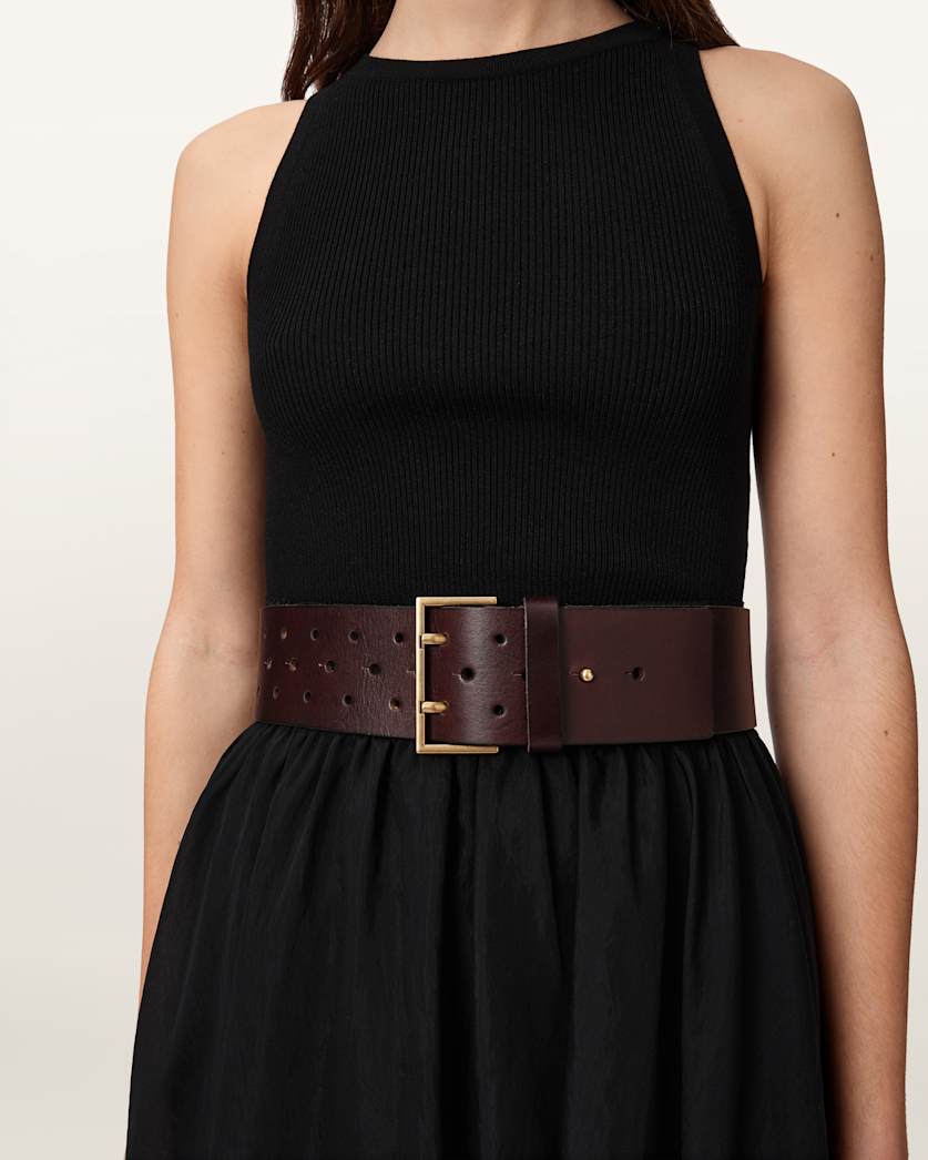 Leo Leather Wide Belt Brown | ALLSAINTS